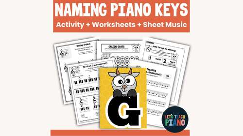 Piano Key Names For Beginners White Key G Lesson Set Activity With Key ...