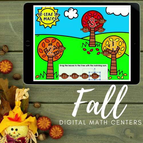 1st Grade Digital Math Centers | Fall Themed | Google Slides & Seesaw