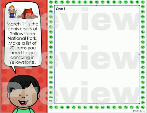 March Digital Writing Prompt Task Cards by Mrs Ds Corner | TPT