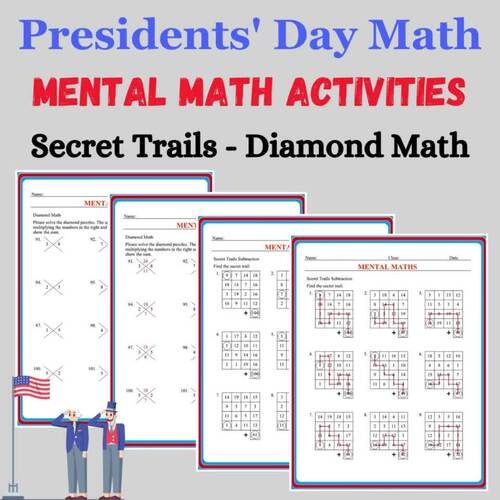 Presidents Day Activities : Funny Mental Math Secret Trails - Diamond Math
