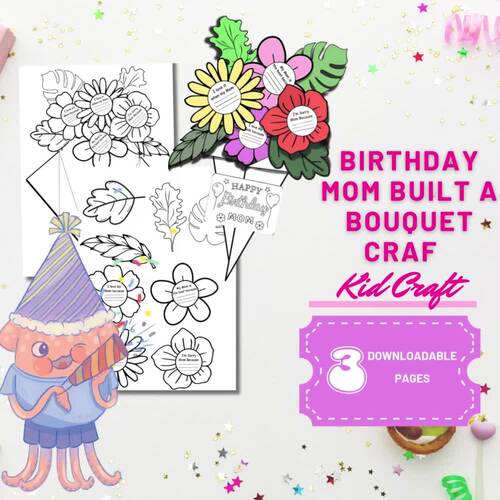 Mom Birthday Craft | Build a Bouquet Craft | Birthday Activities ...