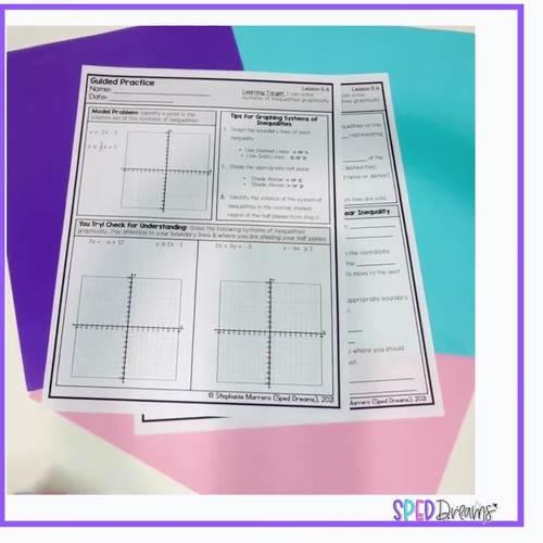 Solving Systems of Inequalities Graphically Guided Notes Practice Exit ...