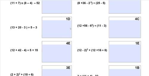 Order of Operations Practice - Crack the Code - Paper & Pencil Form