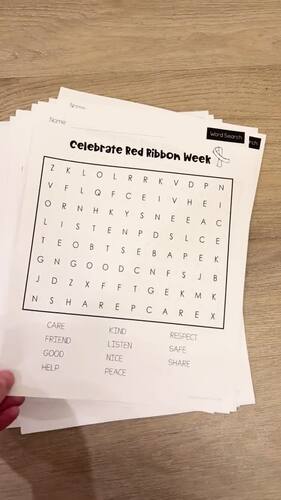 Red Ribbon Week Activities | No Prep Worksheets | K-3 Activities