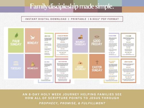 Kids Holy Week Easter Countdown Printable Devotional Cards Instant Download