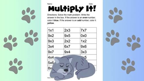 Multiply It! Even Odd Worksheet BUNDLE by Skye's Workshop | TPT