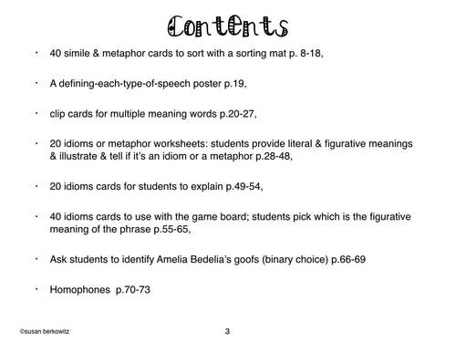 Figurative Language Activities Book Companion Amelia Bedelias First Day ...
