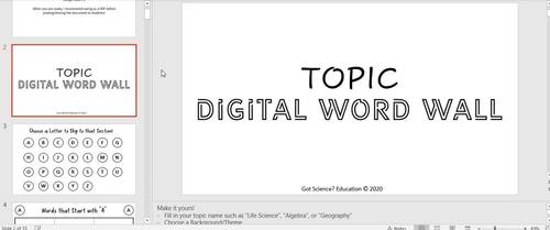 Digital Word Wall - Power Point - Books Theme by Got Science Education