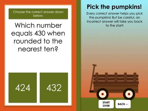 Fall Rounding to the Nearest 10 & 100 3rd Grade Rounding Game for ...