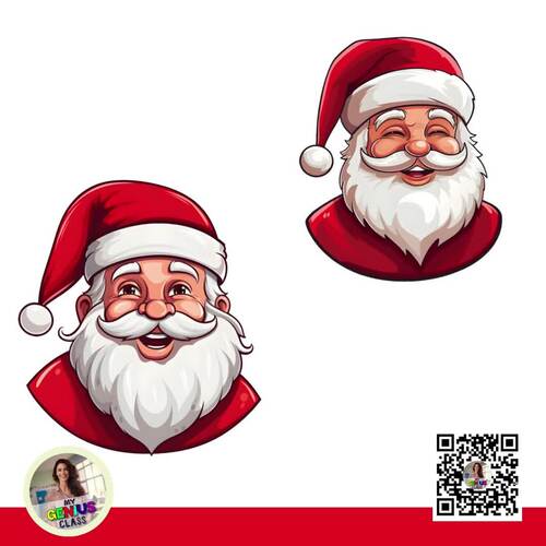 Santa Claus Faces Clipart (Cute Christmas Santa Set PNG) by My Genius Class