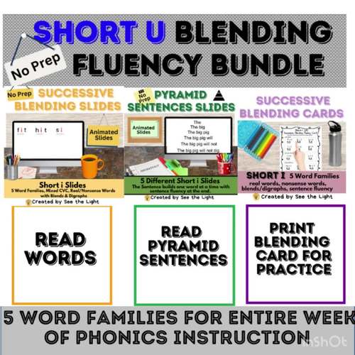 Short U Phonics Fluency Successive Blending Bundle 5 Days of Phonics ...