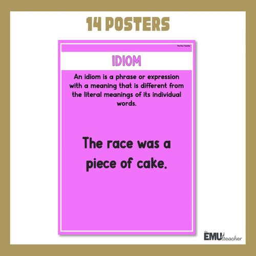 Figurative Language Poster Idiom Simile Hyperbole Alliteration Metaphor ...