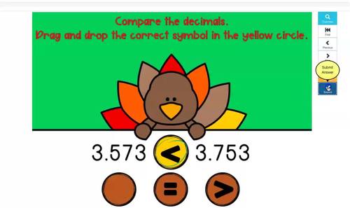 BOOM Cards™ | Thanksgiving Comparing Decimals by Rebecca's Ready Resources