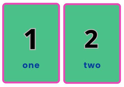Colorful Math Number Illustrated Flashcards by professional designer
