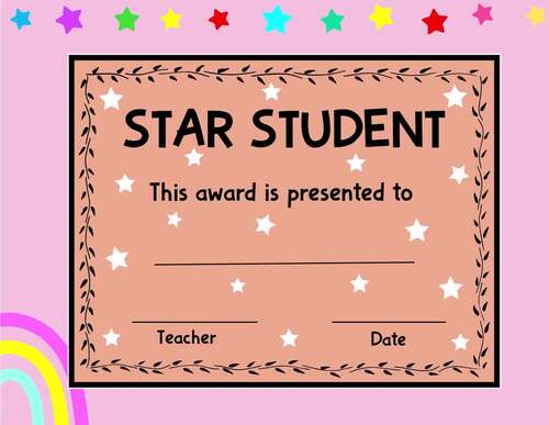 Printable Boho Neutral Star Student Awards, Editable Star Student Awards