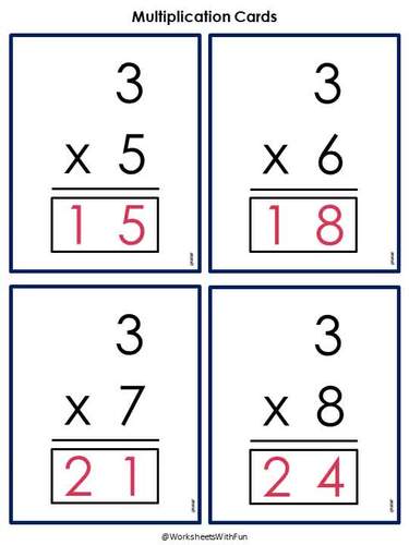 Multiplication Flash Cards, Multiplication Fact, Grade 1 Math, T-209