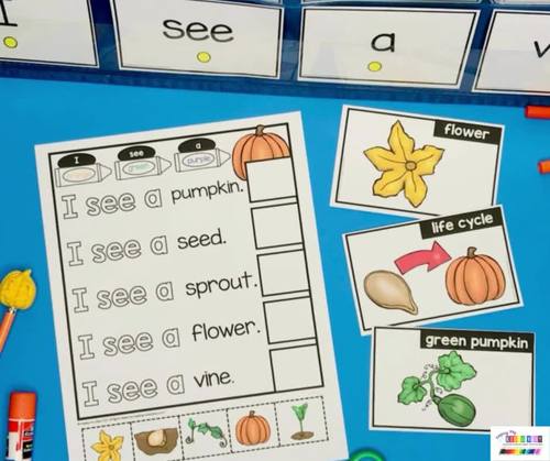 Kindergarten October Literacy Center - Pumpkin lifecycle activities ...