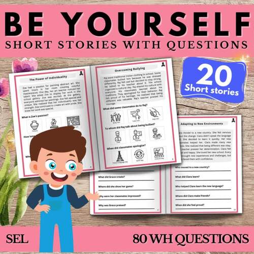 Be Yourself 20 Short Stories WH Open Question Autism Reading Worksheet ...
