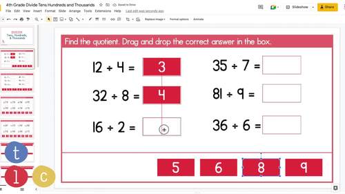 4th Grade Division - Tens, Hundreds, and Thousands Digital Resource (4 ...