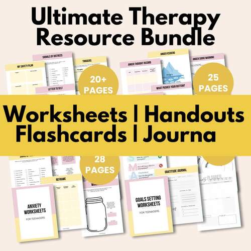 Counseling Worksheets Bundle Counseling essential resources, teen ...