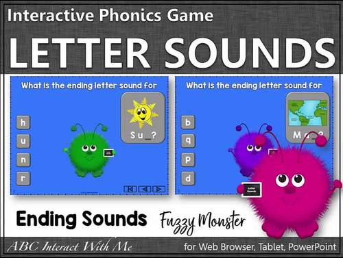 Ending Letter Sounds Interactive Phonics Game {Fuzzy Monster} | TPT