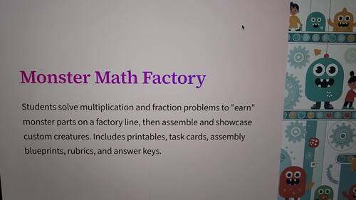 Monster Math Factory: Multiplication & Fraction STEM Project (Grades 3–5)