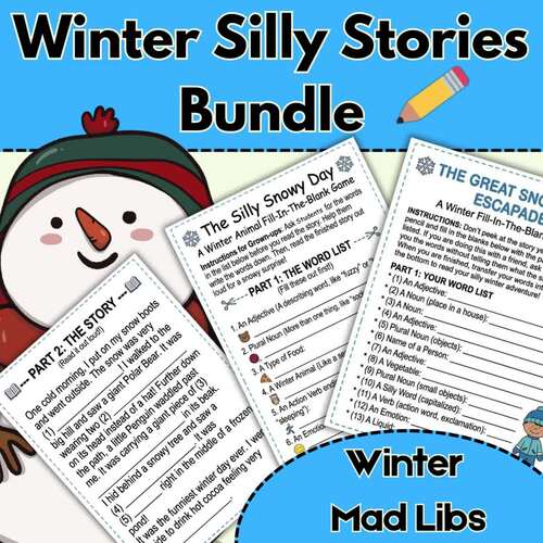 Winter Silly Stories Bundle | Mad Libs Writing Activities | Grammar ...