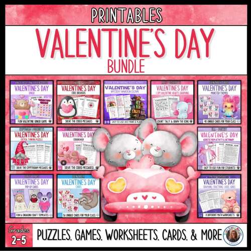 Valentine's Day BUNDLE - Escape Room, Worksheets, Puzzles, Games ...