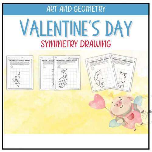 Valentine's Day Drawing Symmetry Worksheets, Classroom Activity, Art ...