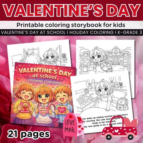 Valentine’s Day at School Coloring Storybook, Kindness Storytelling ...
