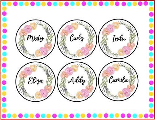 Spring Student Name Labels, Floral Name Plates, Spring Name Tags ...