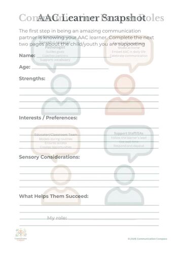 AAC Implementation Planner by Communication Compass Studio | TPT