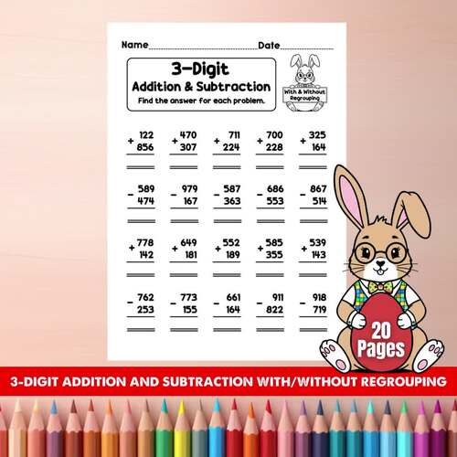 Easter Math 3-Digit Addition & Subtraction With & Without Regrouping ...