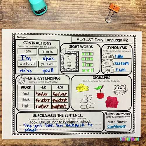 "2nd Grade Morning Work" Daily Language Arts February, March, April ...
