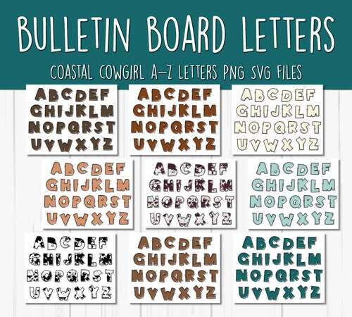 Bulletin Board Letters, Coastal Cowgirl Retro Alphabet Letters ...