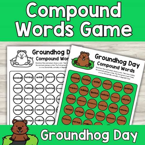 Compound Words Groundhog Day Game | Fun Reading Center Station Activity