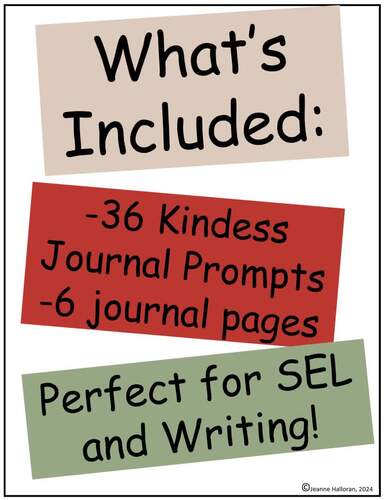 Holiday Kindness Writing Journal | SEL by JH EdConsult | TPT