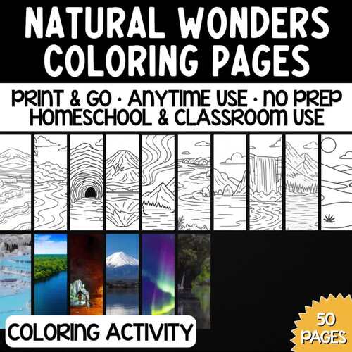 World's Natural Wonders Coloring Pages | 50 Landmarks from Every Continent