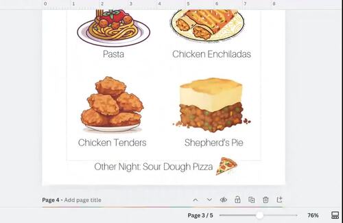 Kid's Menu Template for Breakfast, Lunch, & Dinner-- Bonus Shopping List!