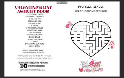 Valentine's Day Activity Kit, Coloring, Counting, tic-tac-toe, word ...