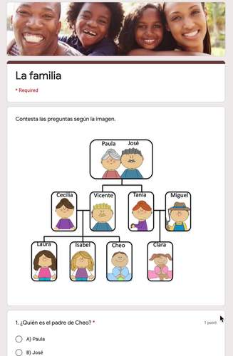 La familia Spanish Family Digital and Printable Tests | Activities