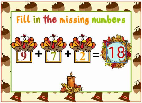 #TOAST23 Thanksgiving Math Adding 3 Numbers Boom Cards by Math Through ...