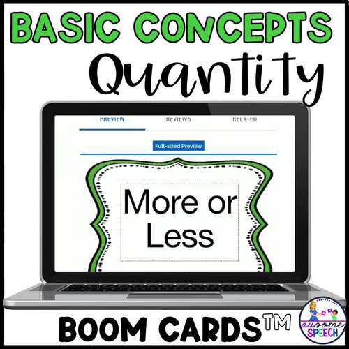 Quantity Concepts Speech Therapy Boom Cards Basic Concepts (More, Less)