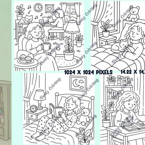 Mom Relaxing Vibes Coloring Pages for Self Care and Cozy Moments