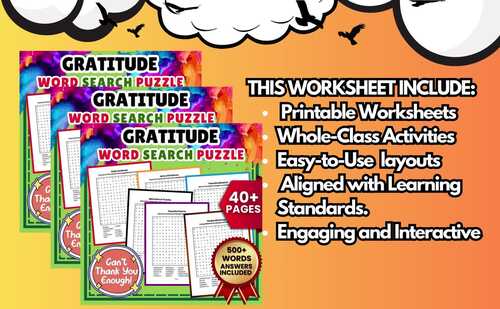 Fun Gratitude Word Search Morning Work Activities, 4th,5th,6th,7th,8th ...