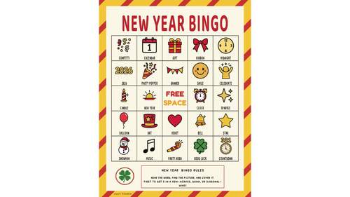 New Year Bingo – Color Classroom Edition | 30 Cards + Calling Cards ...