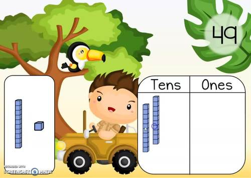 Safari counting to 50 Base ten block Boom Cards distance learning