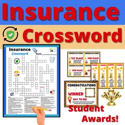 Insurance Crossword Puzzle Activity Personal Finance Financial Literacy