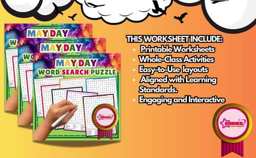 May Day Word Search Puzzle Activities 2nd,3rd,4th,5th,6th,7th Grade NO PREP