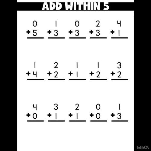 Addition and Subtraction within 5 and 10 Math Practice Worksheets